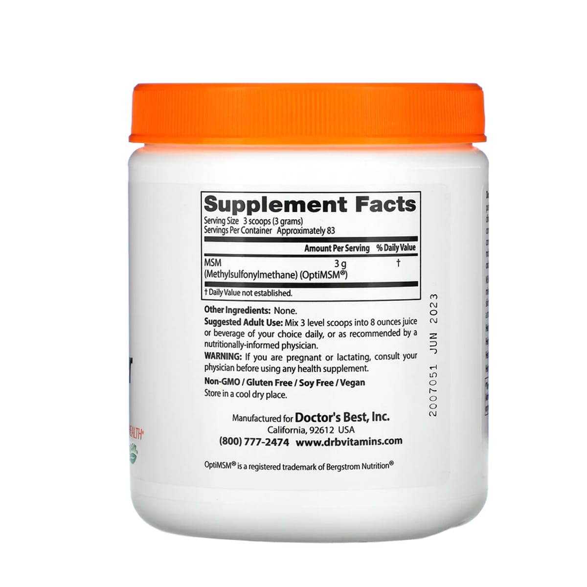 Doctor's Best MSM Powder with OptiMSM, 8.8 oz (250 g)